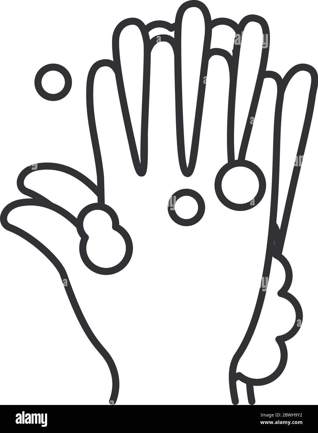 handwashing concept , hands washing with soapy water icon over white ...