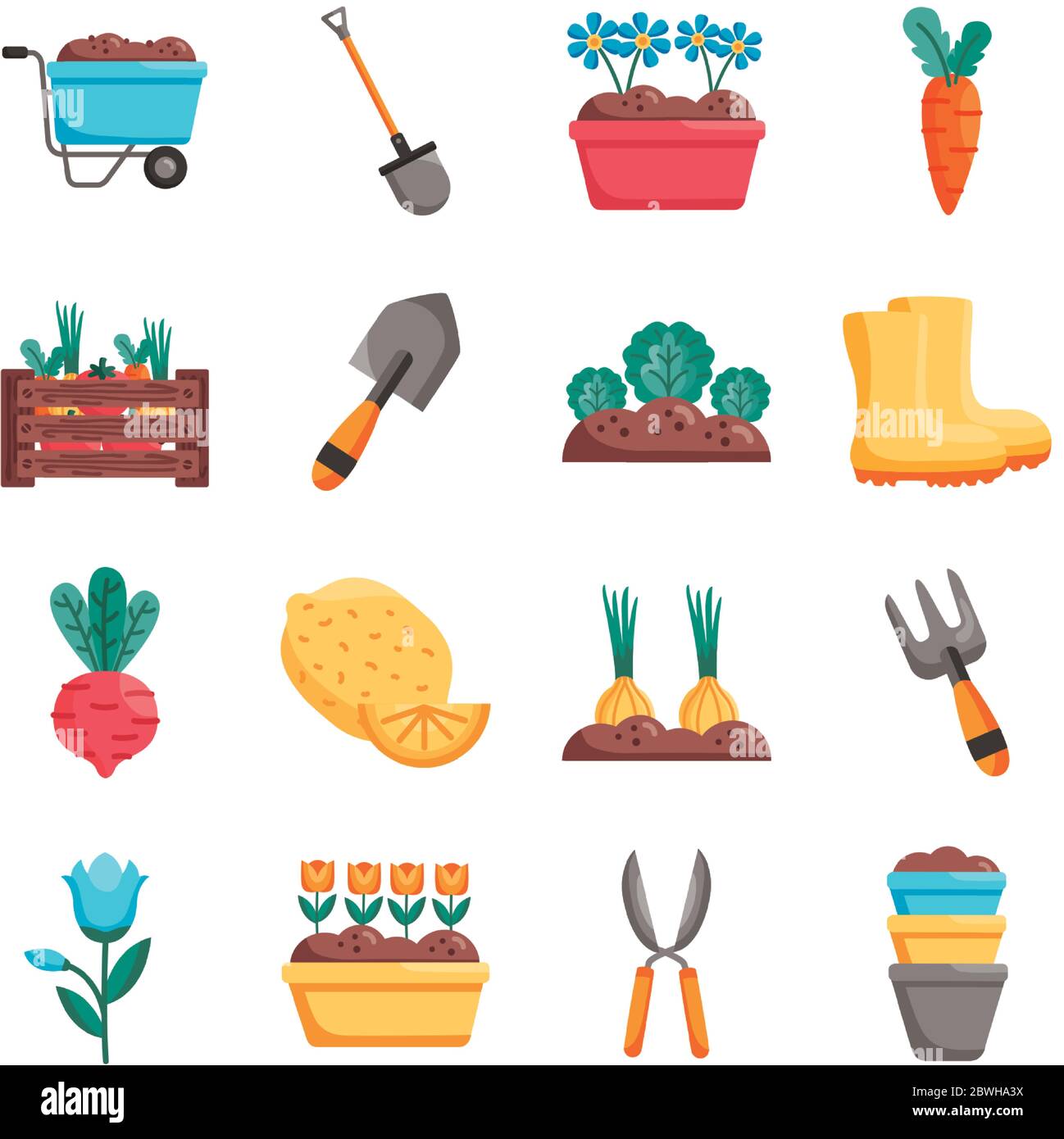 Gardening detail style icon set vector design Stock Vector Image & Art ...
