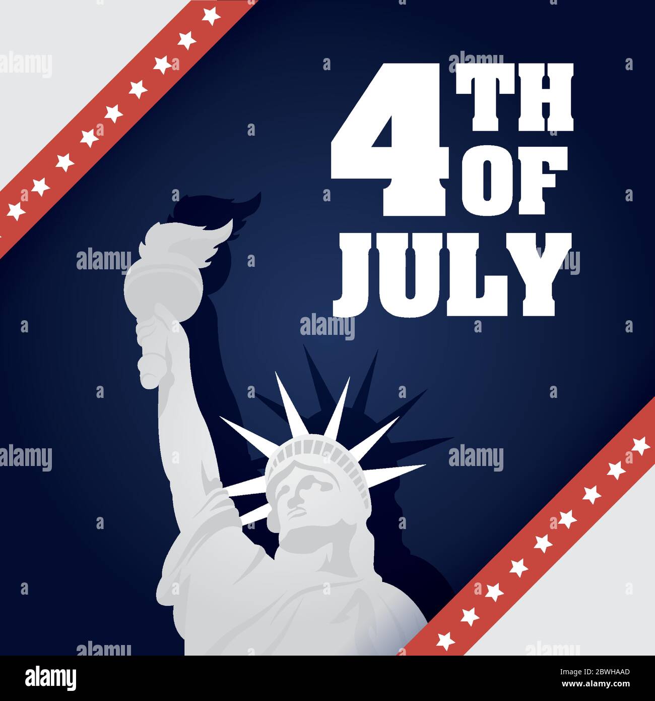 Usa liberty statue with stars frame of 4th july vector design Stock ...