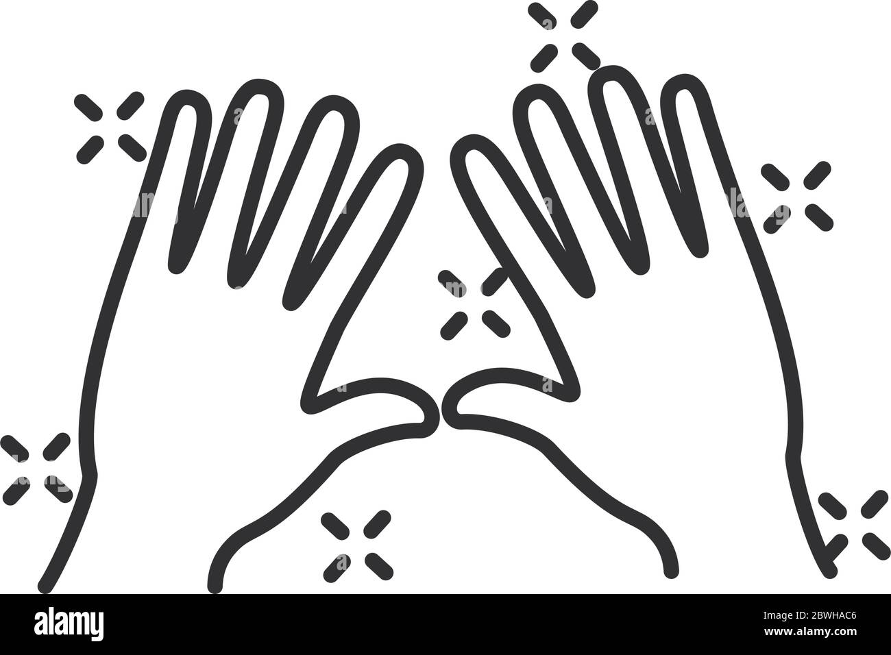 clean hands icon over white background, line style, vector illustration ...
