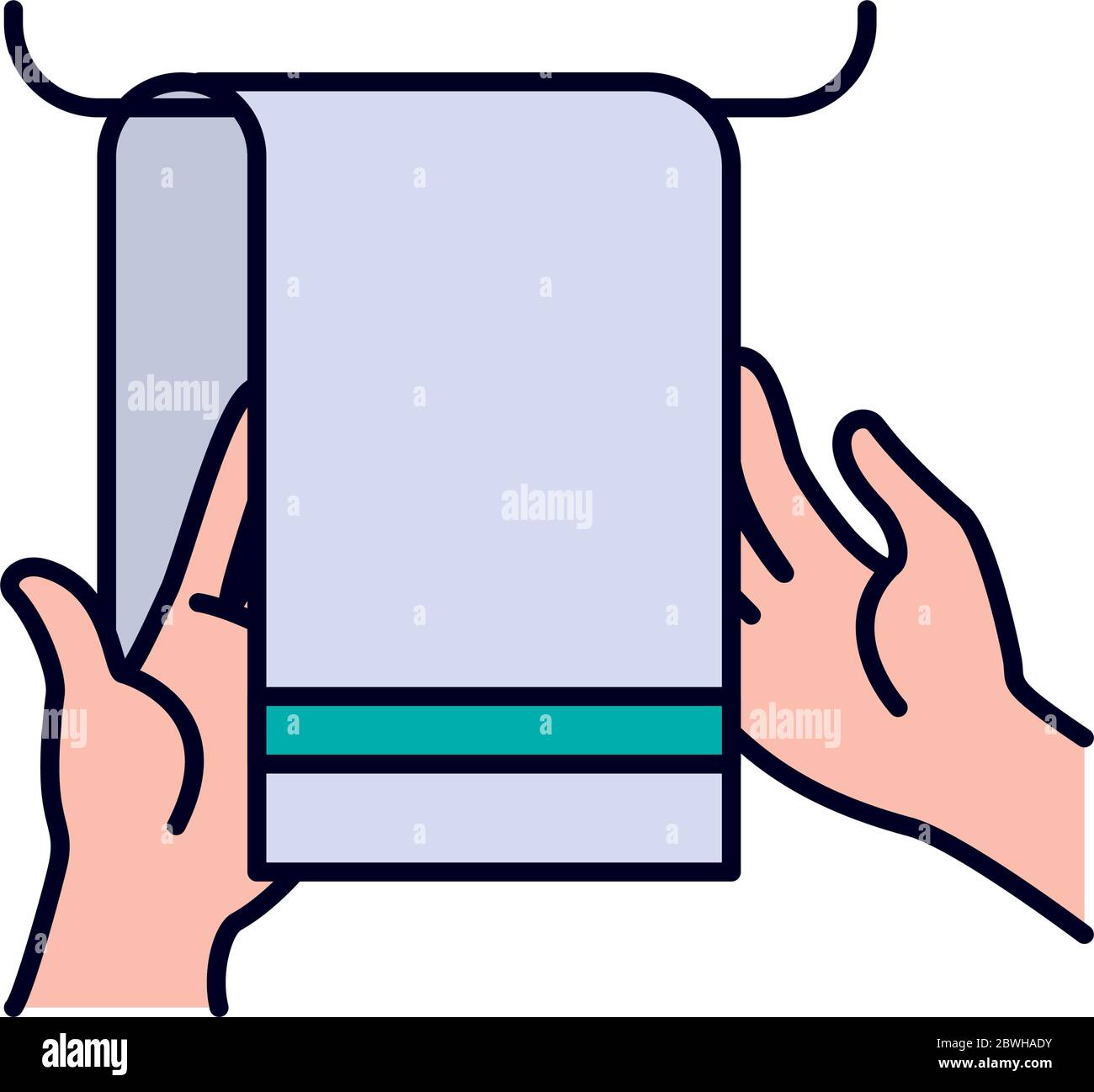 hands with towel icon over white background, line and fill style ...
