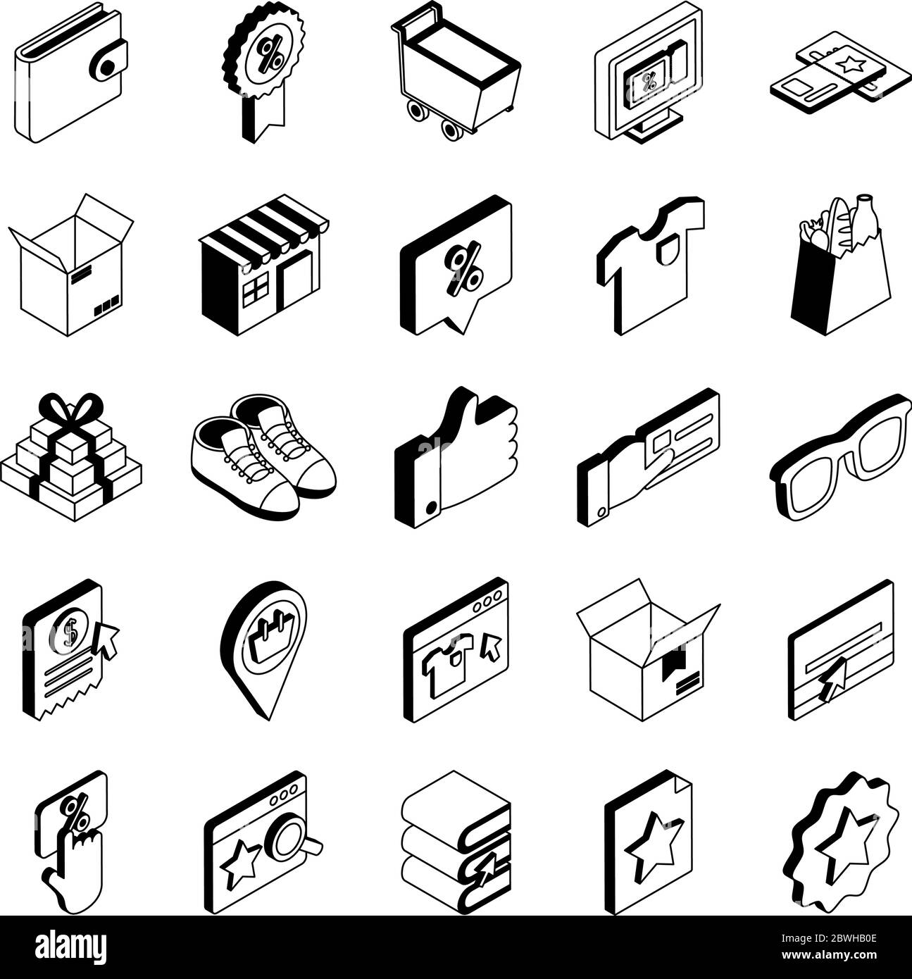 Shopping online isometric style icon set vector design Stock Vector ...
