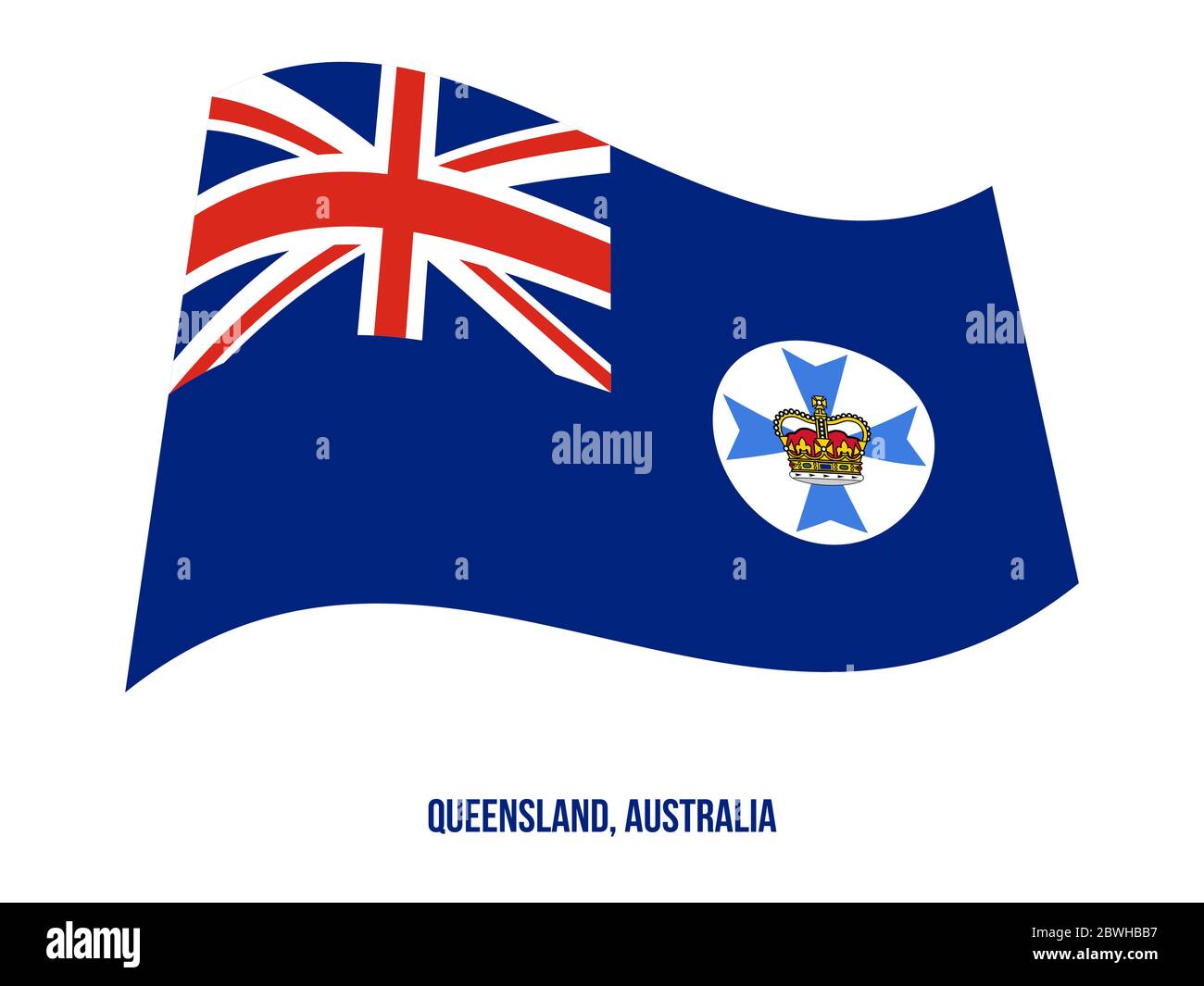 Queensland (Qld) Flag Waving Vector Illustration on White Background ...