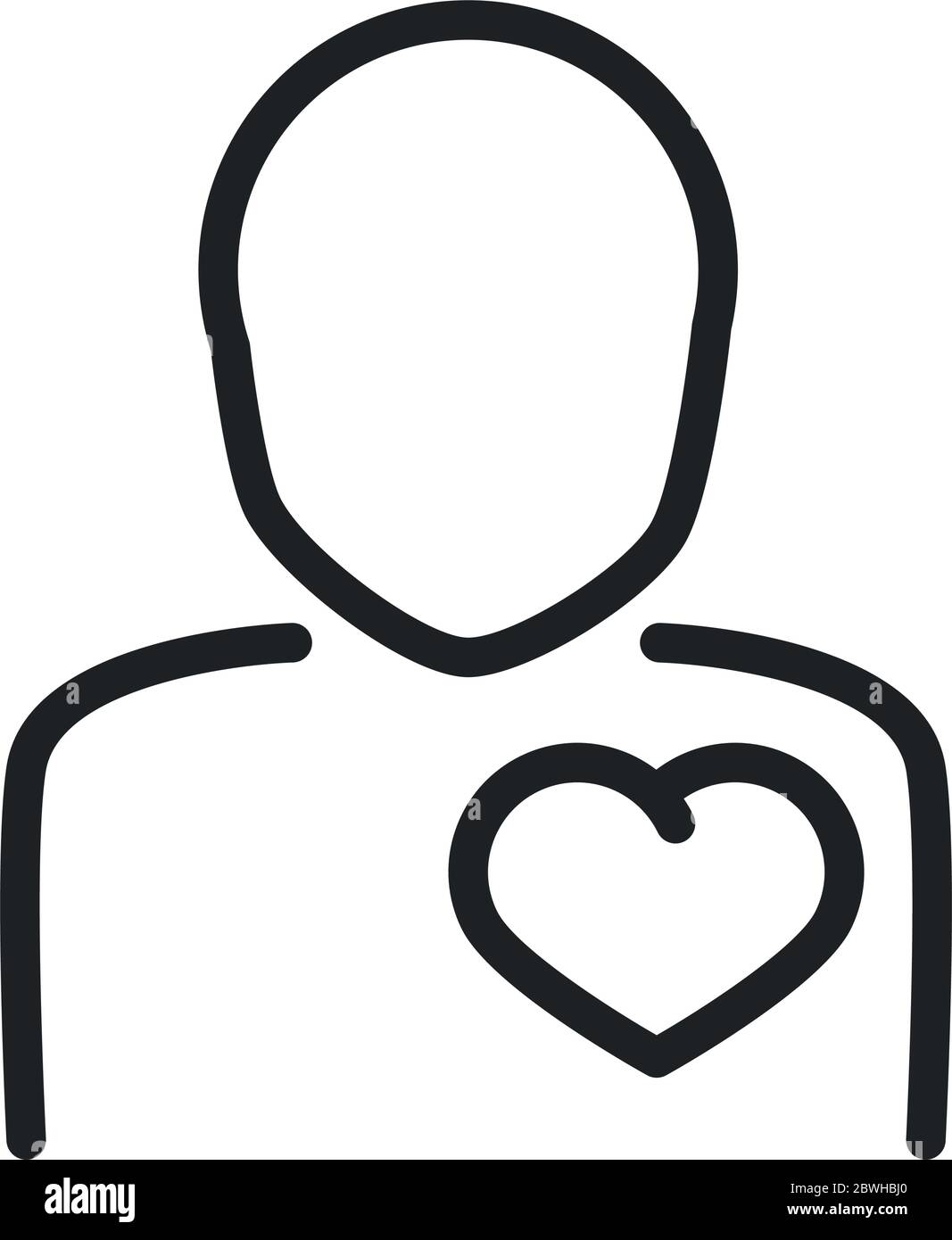 donation charity volunteer help social avatar heart in chest line style ...