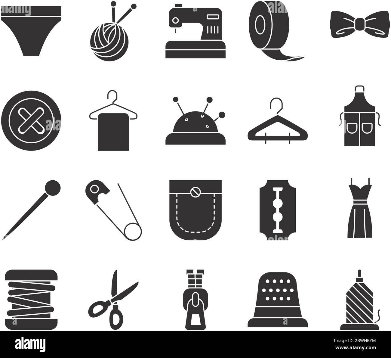 scirssors and sewing icon set over white background, silhouette style ...