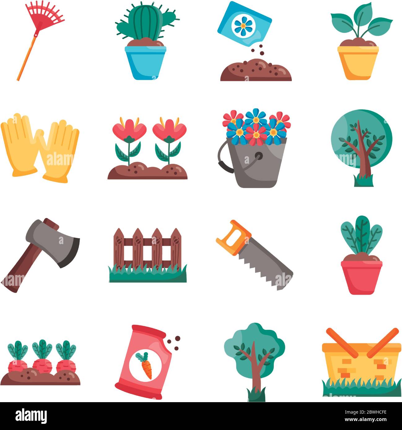 Gardening detail style icon set vector design Stock Vector Image & Art ...