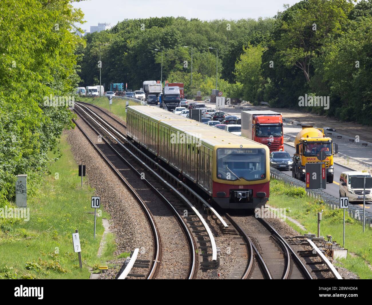 28 May 2020, Berlin: The S-Bahn S9 to Spandau leaves the station ...