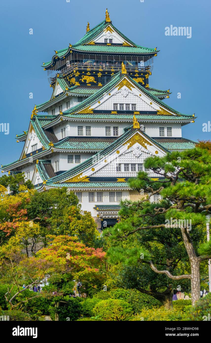 Osaka castle with the fall colors, Japan Stock Photo - Alamy