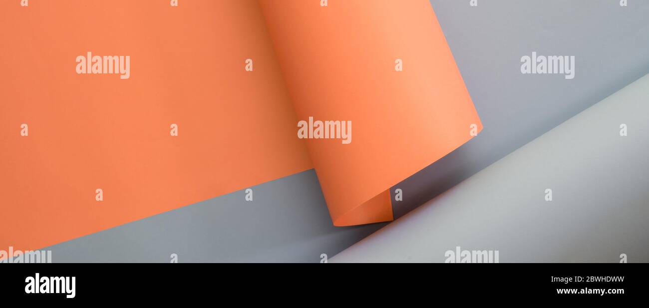 Abstract background with curved orange and blue paper Stock Photo - Alamy