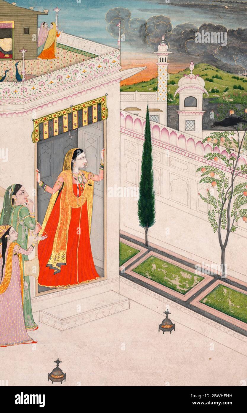 Augury of the Crow (Vasakasajja Nayika) circa 1800, Indian and ...