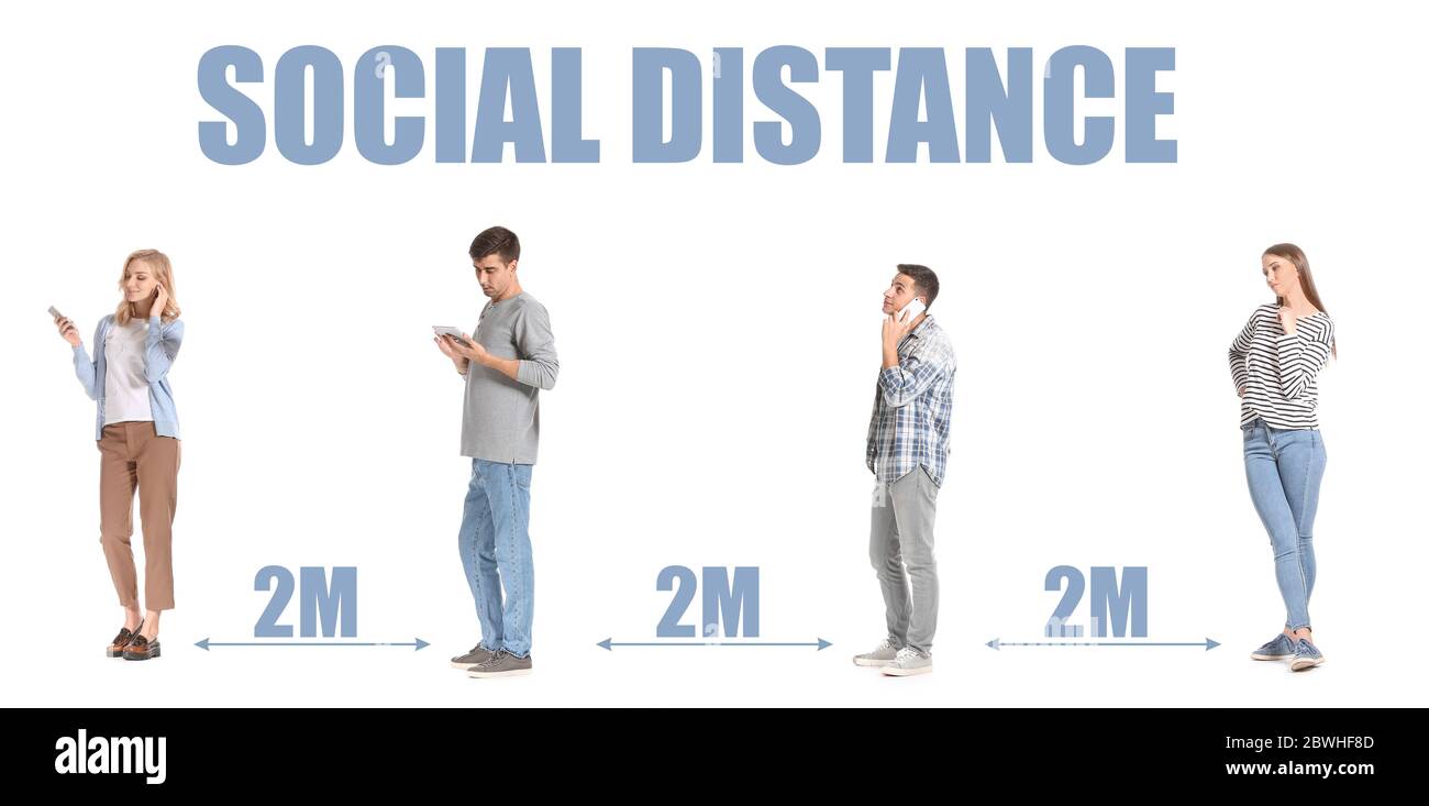 Social distance queue in Cut Out Stock Images & Pictures - Alamy