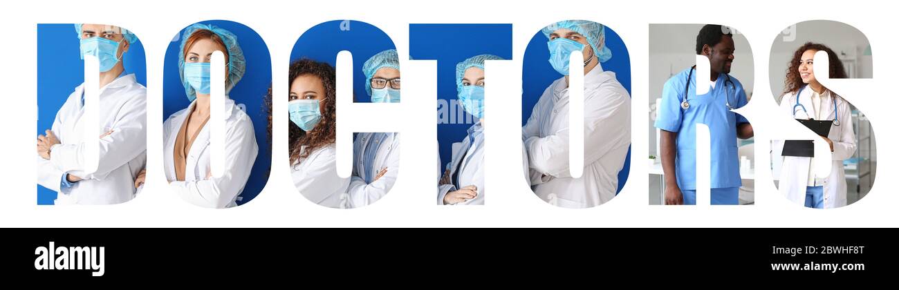 Word DOCTORS and medical workers in clinic Stock Photo - Alamy