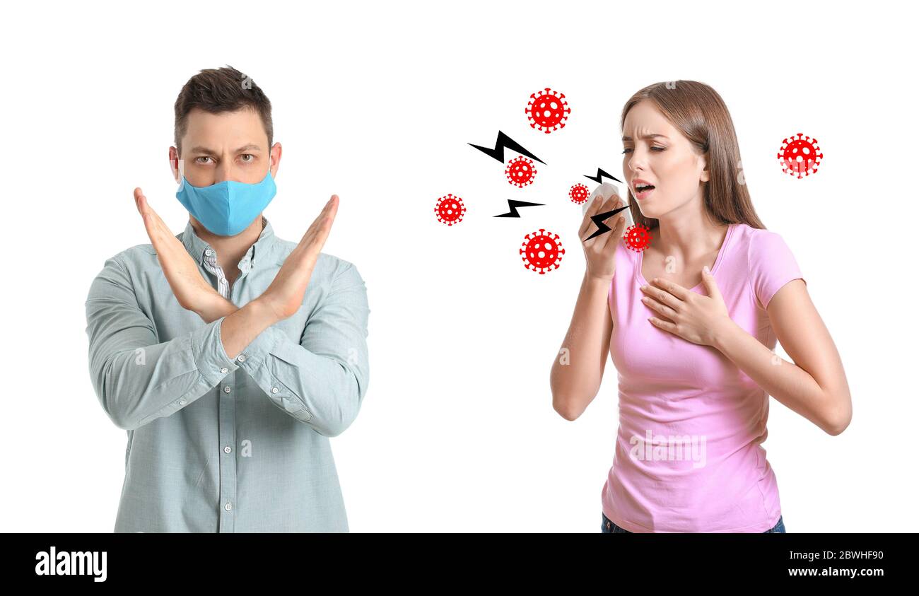 Allergic reaction coughing woman Cut Out Stock Images & Pictures - Alamy
