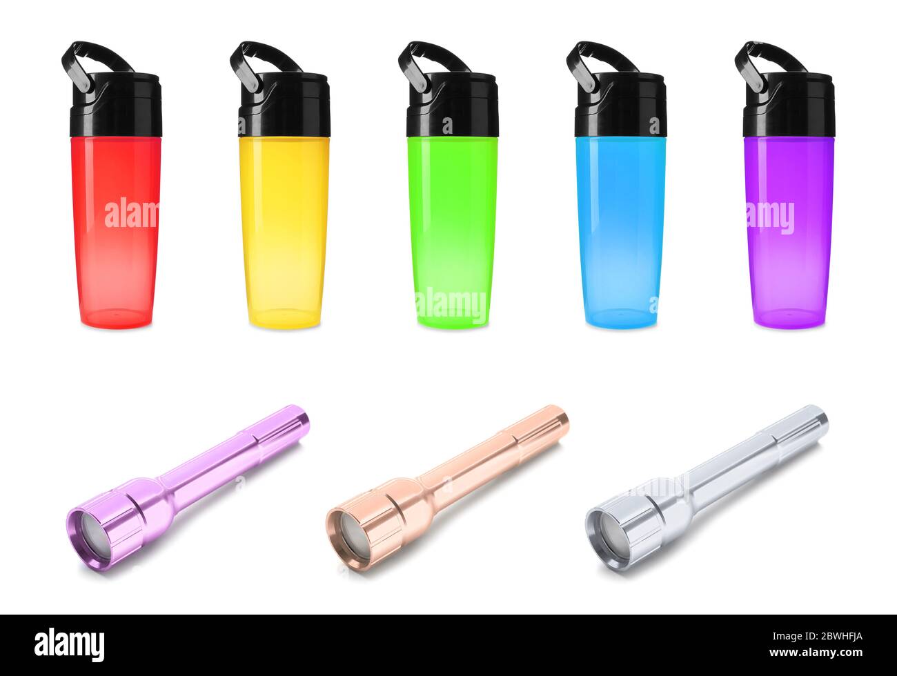 Set of different flashlights on white background Stock Photo - Alamy