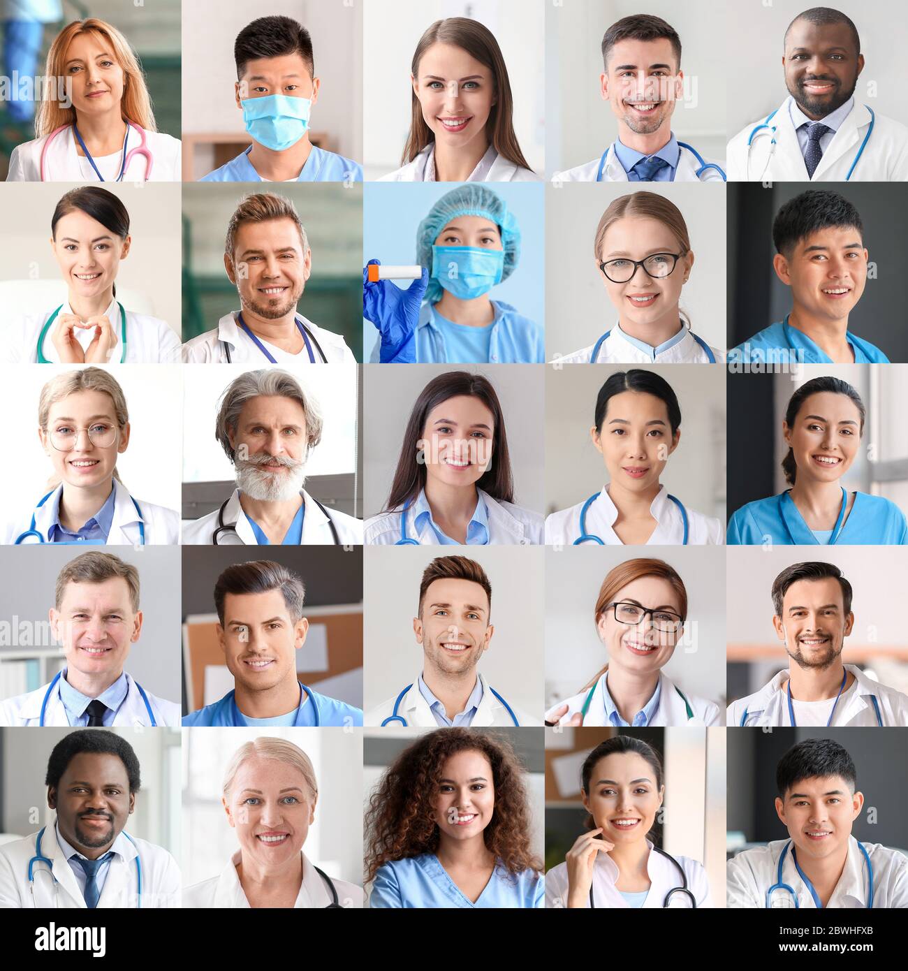 Collage of photos with different doctors and nurses Stock Photo - Alamy