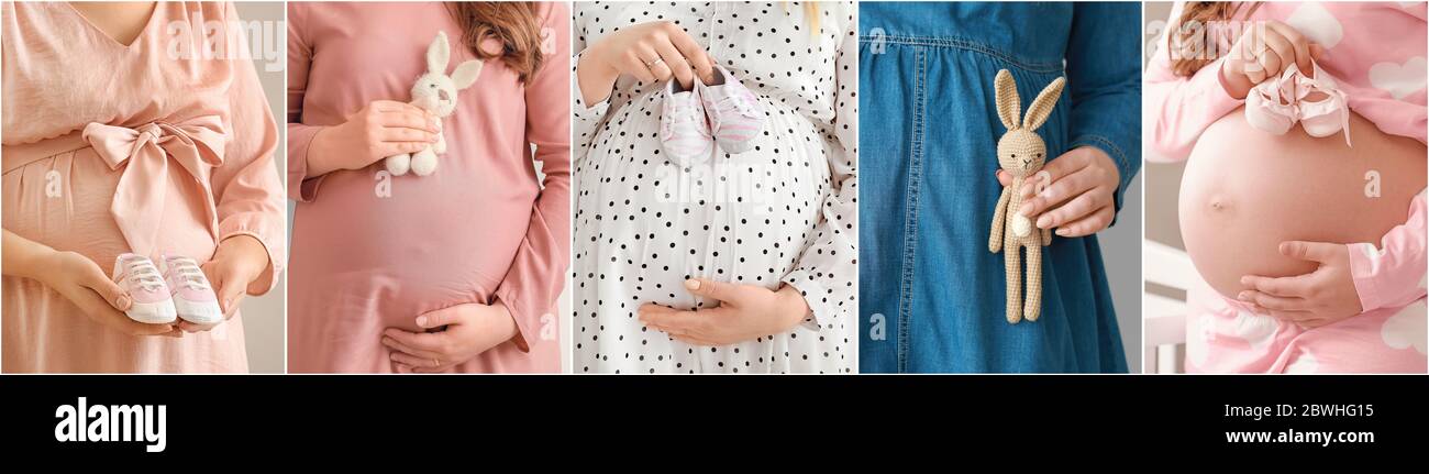 Collage of photos with beautiful pregnant women Stock Photo - Alamy