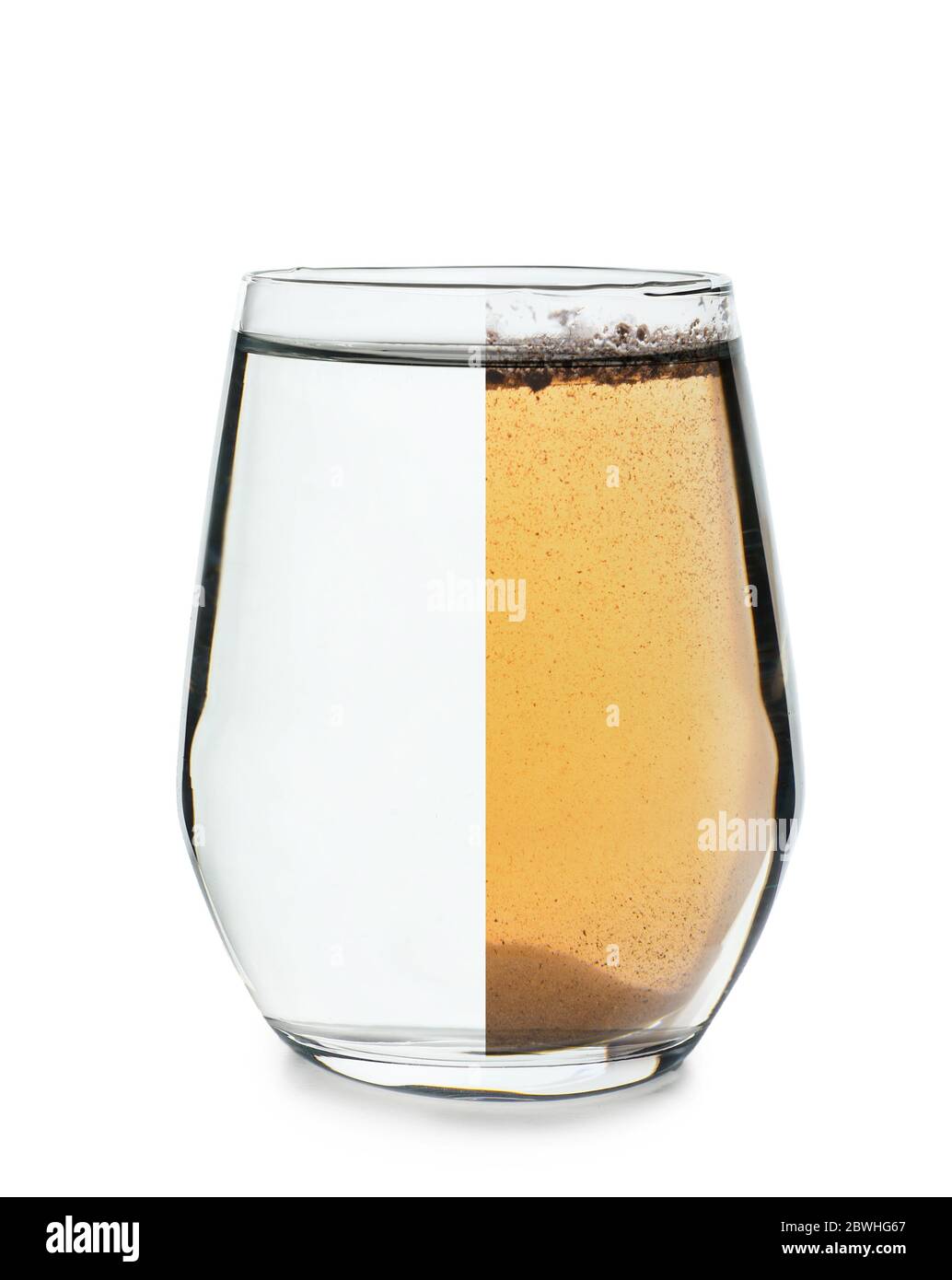 Clean and dirty water in glass on white background Stock Photo - Alamy