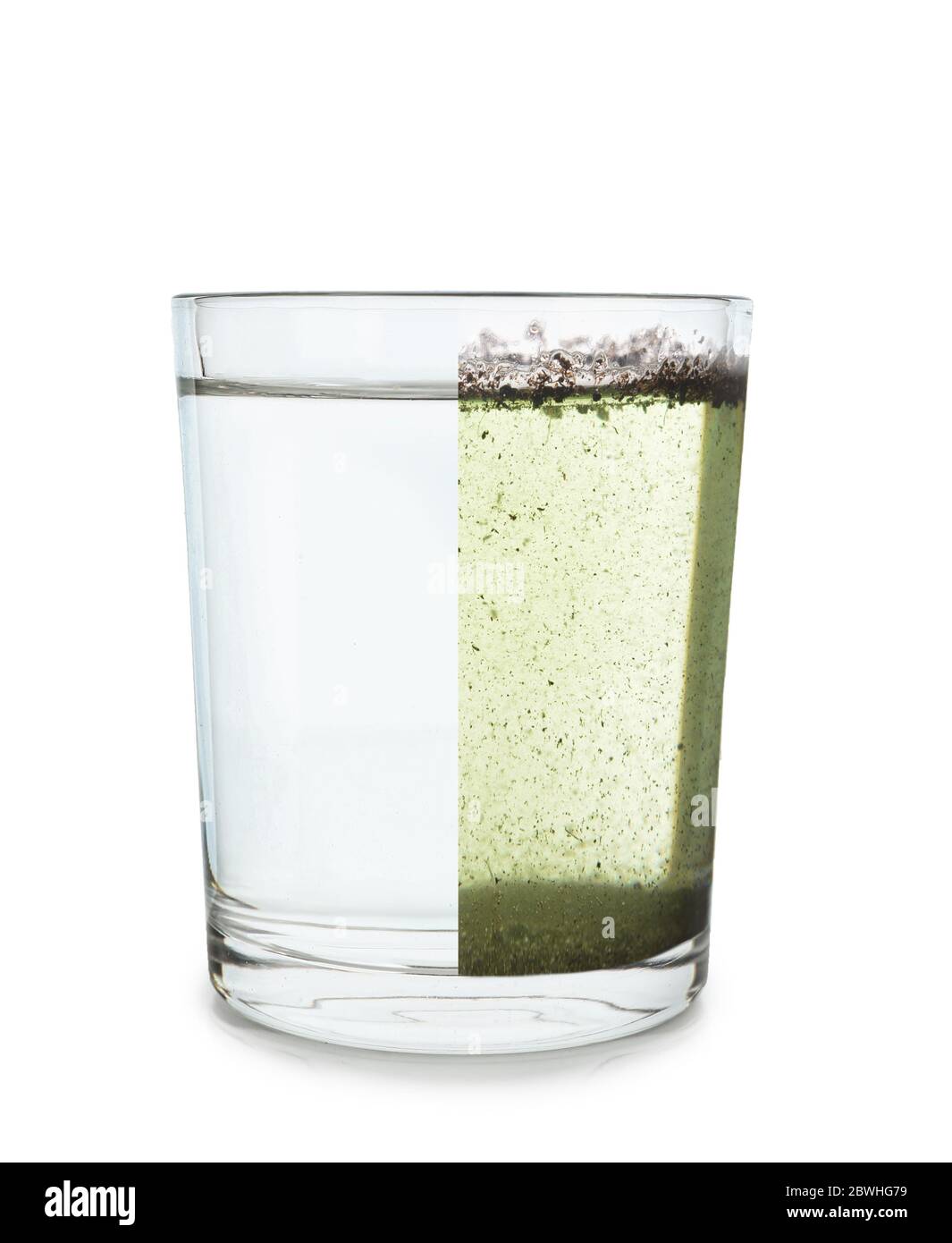 Clean and dirty water in glass on white background Stock Photo - Alamy