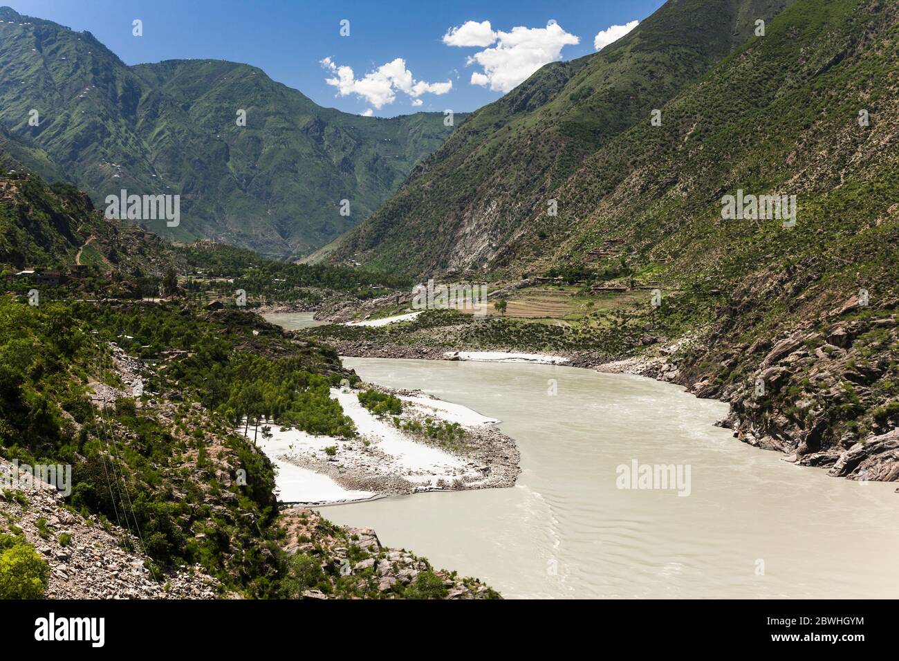 The upper steam of Indus river, near Besham City, Indus valley, Hindu ...