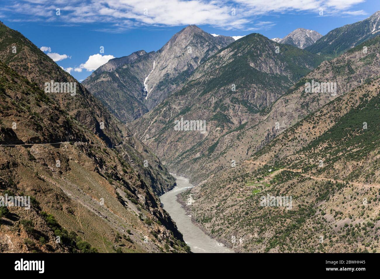 The upper steam of Indus river, near Besham City, Indus valley, Hindu ...