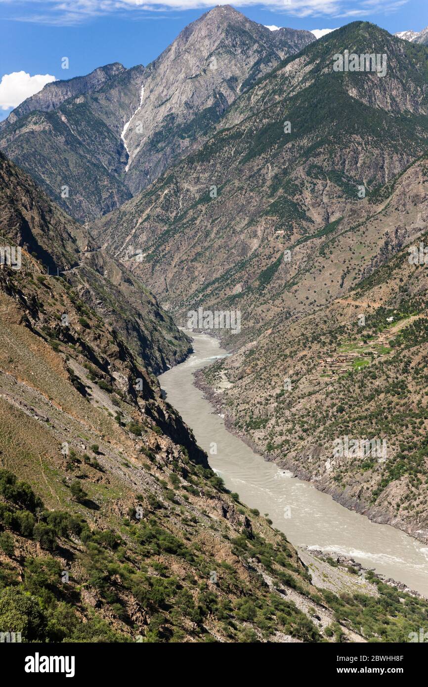 The upper steam of Indus river, near Besham City, Indus valley, Hindu ...