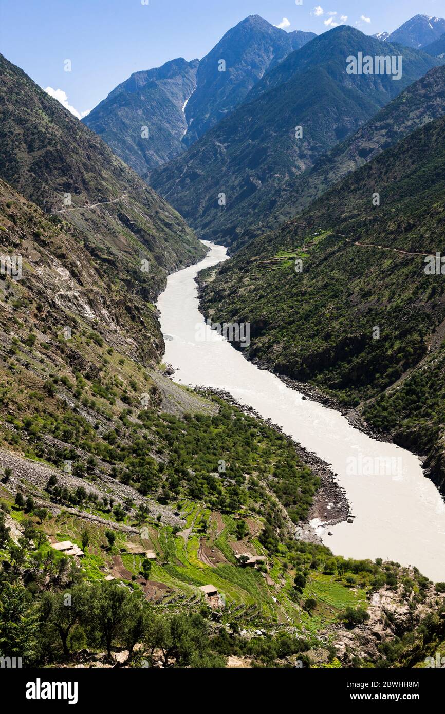 The upper steam of Indus river, near Besham City, Indus valley, Hindu ...