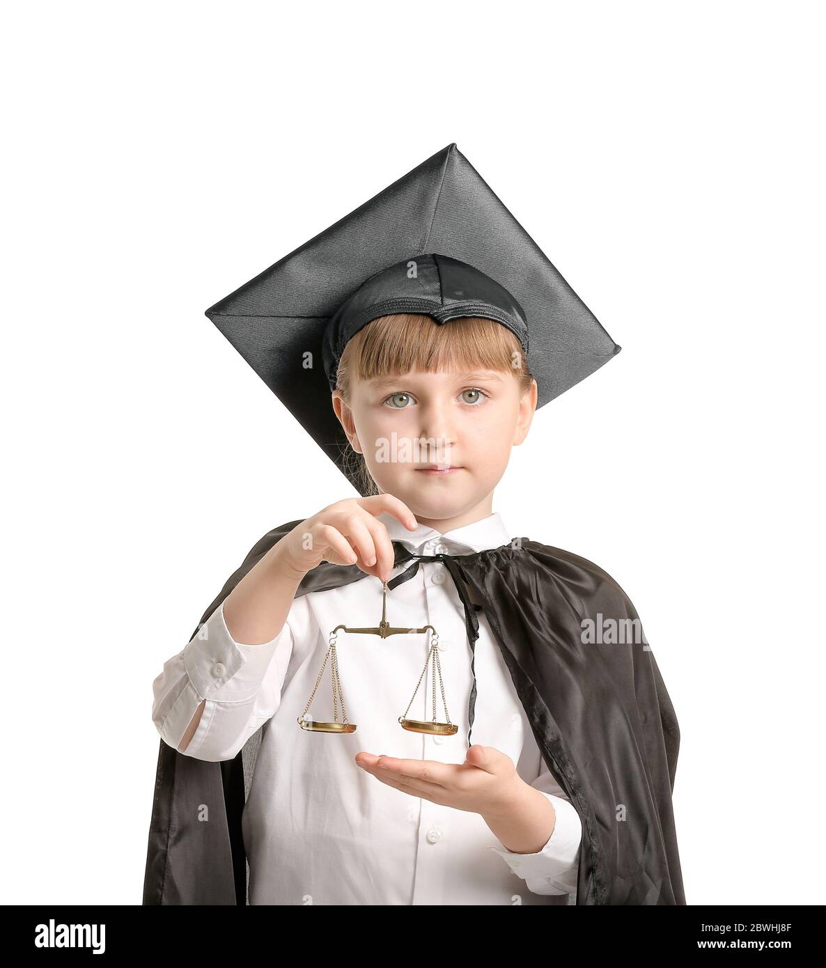 Portrait of little judge on white background Stock Photo - Alamy