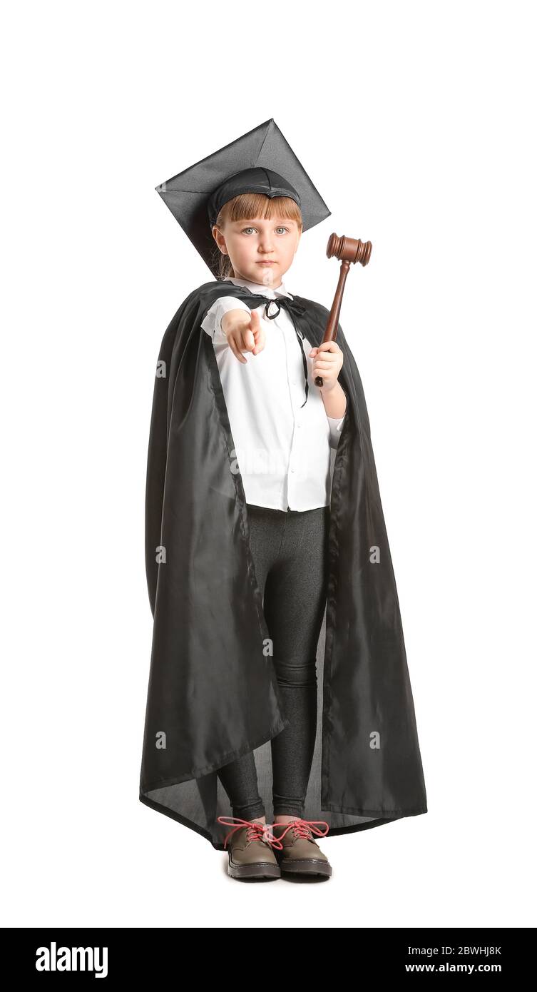 Portrait of little judge on white background Stock Photo - Alamy