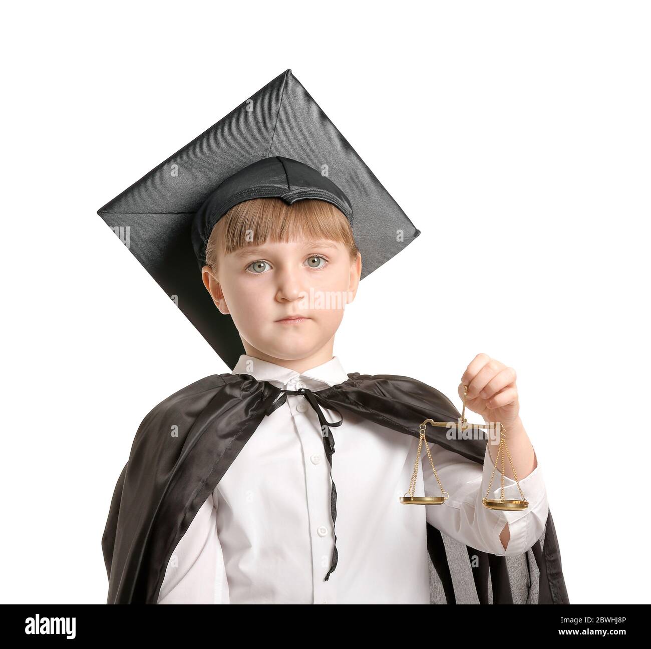Portrait of little judge on white background Stock Photo - Alamy
