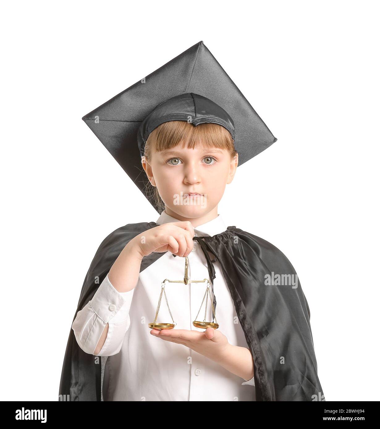 Portrait of little judge on white background Stock Photo - Alamy