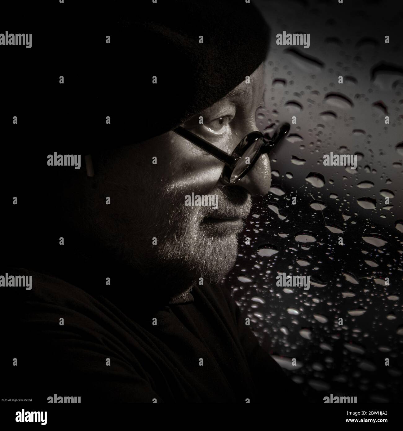 David George - Self Portrait with Raindrops Stock Photo - Alamy