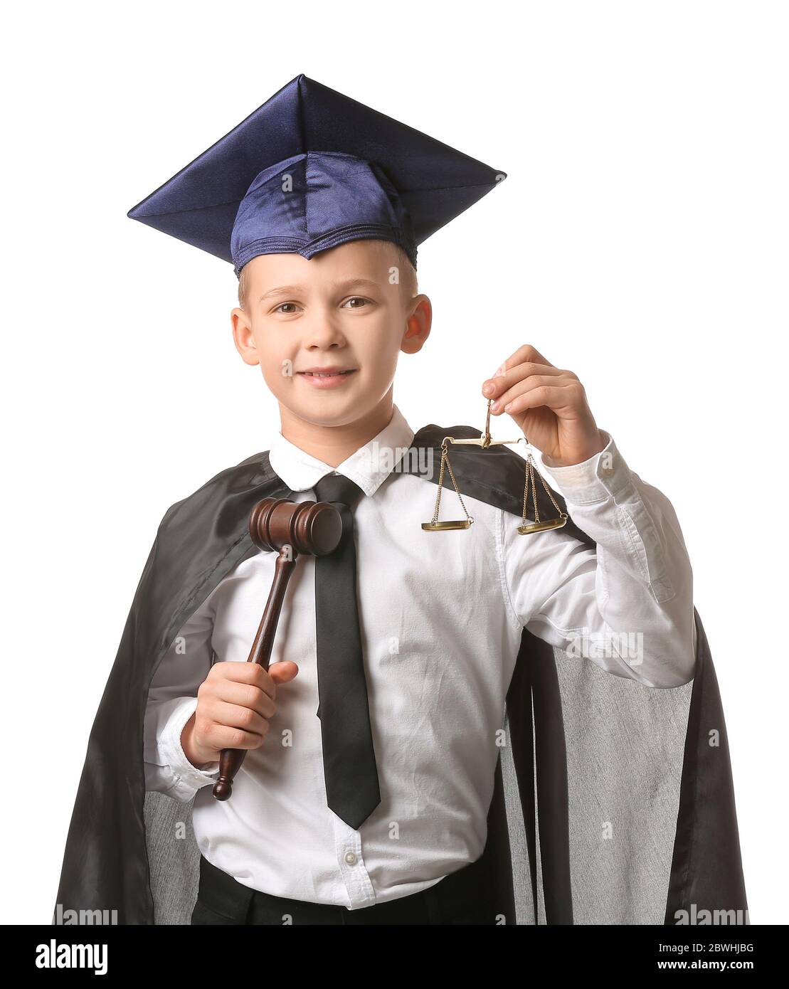 Portrait of little judge on white background Stock Photo - Alamy