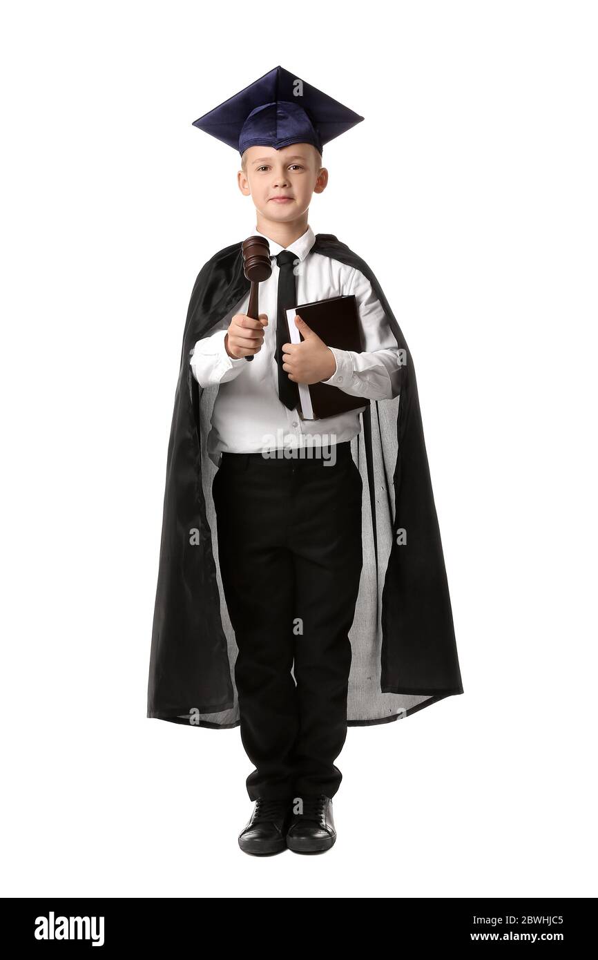 Portrait of little judge on white background Stock Photo - Alamy