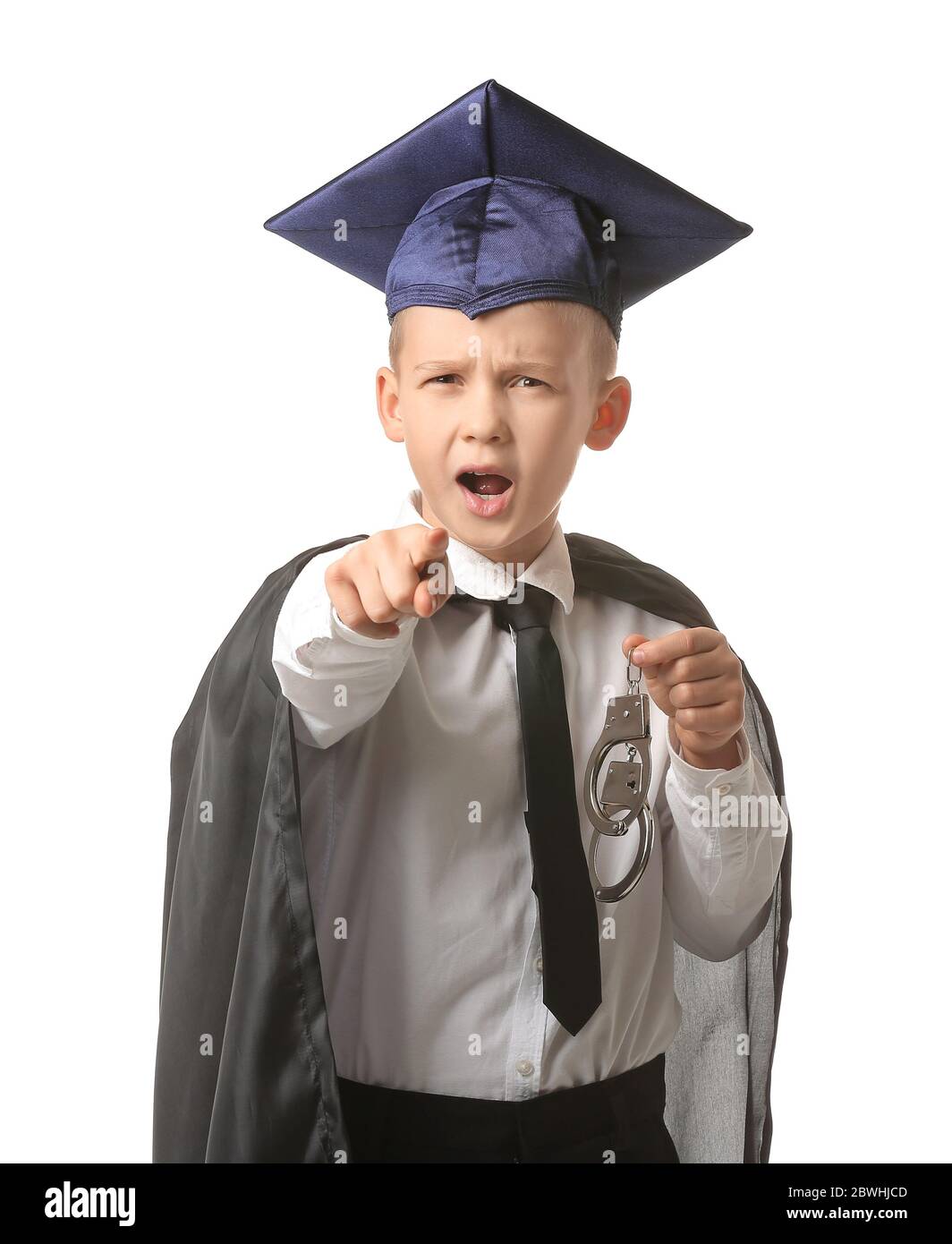 Portrait of little judge on white background Stock Photo - Alamy