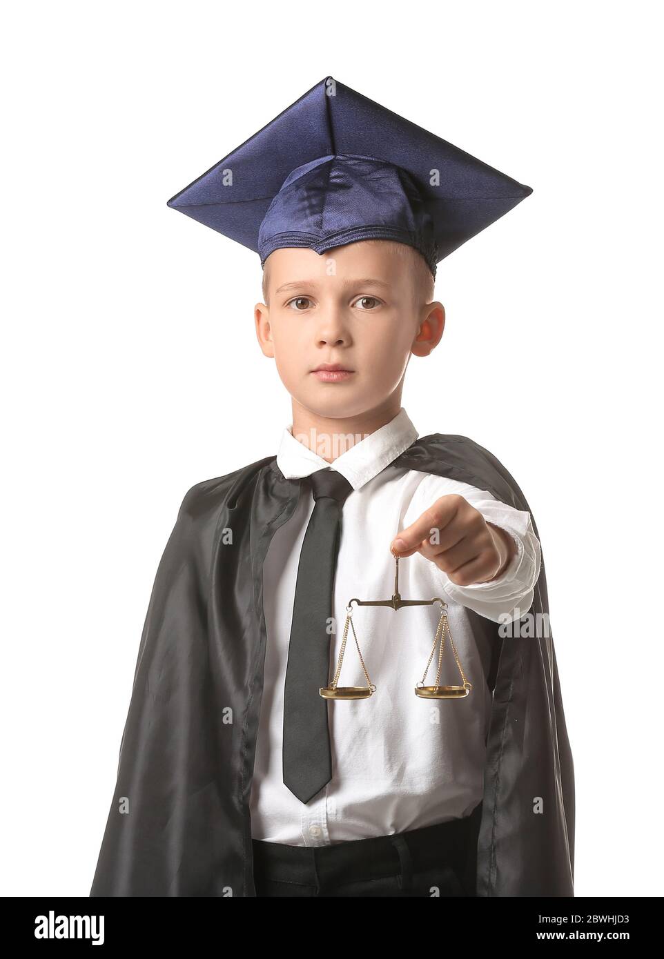 Portrait of little judge on white background Stock Photo - Alamy
