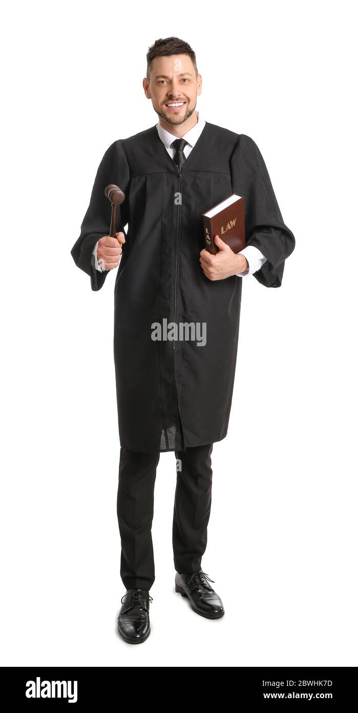 Male judge on white background Stock Photo - Alamy