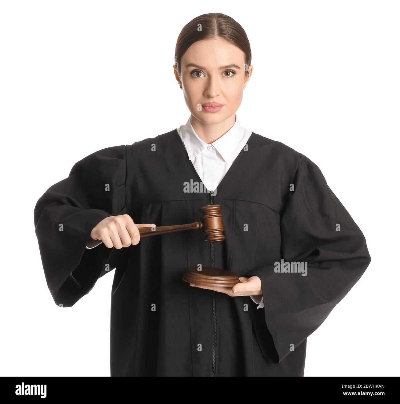 Female judge on white background Stock Photo - Alamy