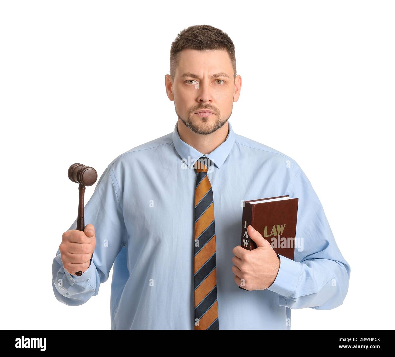 Male judge on white background Stock Photo - Alamy