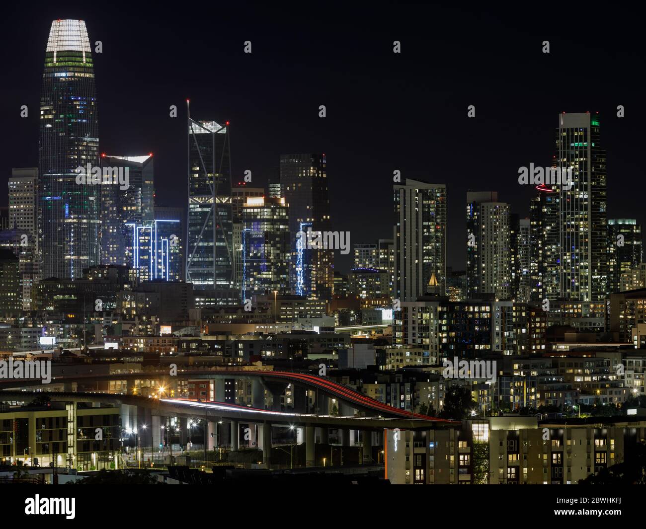 San Francisco Downtown and Freeways an Night Stock Photo - Alamy