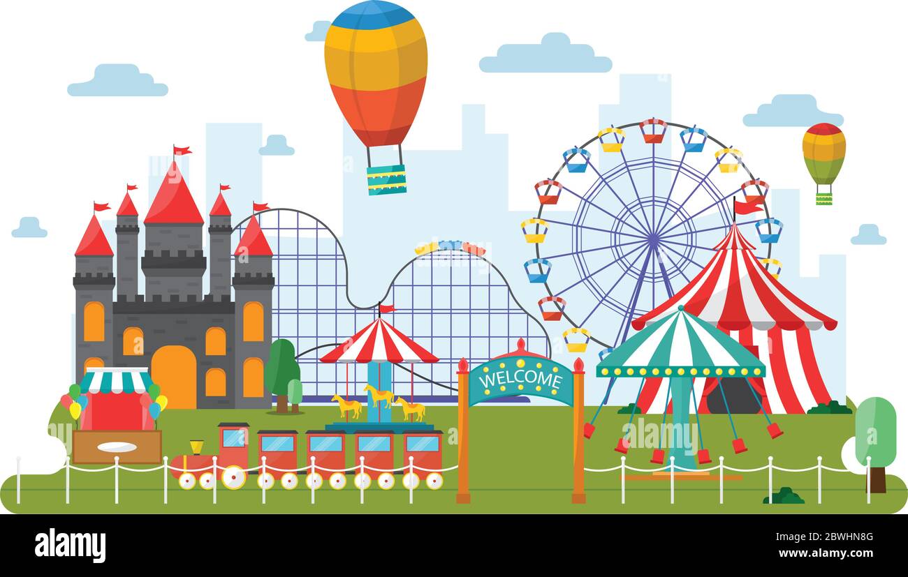 Amusement park castle roller coaster Cut Out Stock Images & Pictures ...