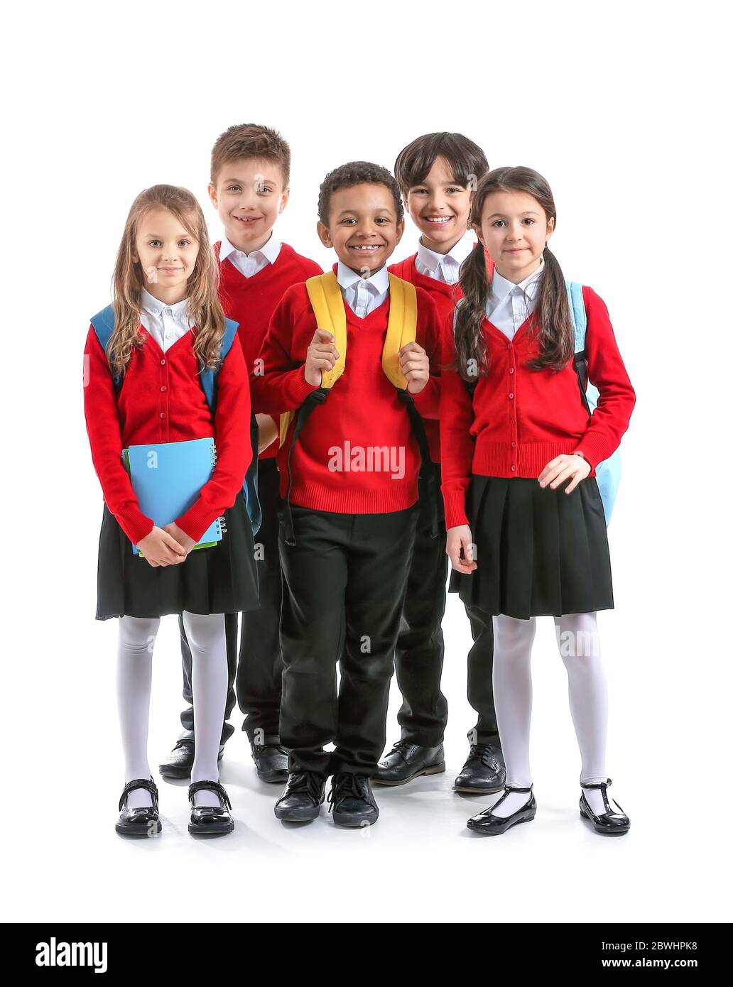 Cute little pupils on white background Stock Photo - Alamy