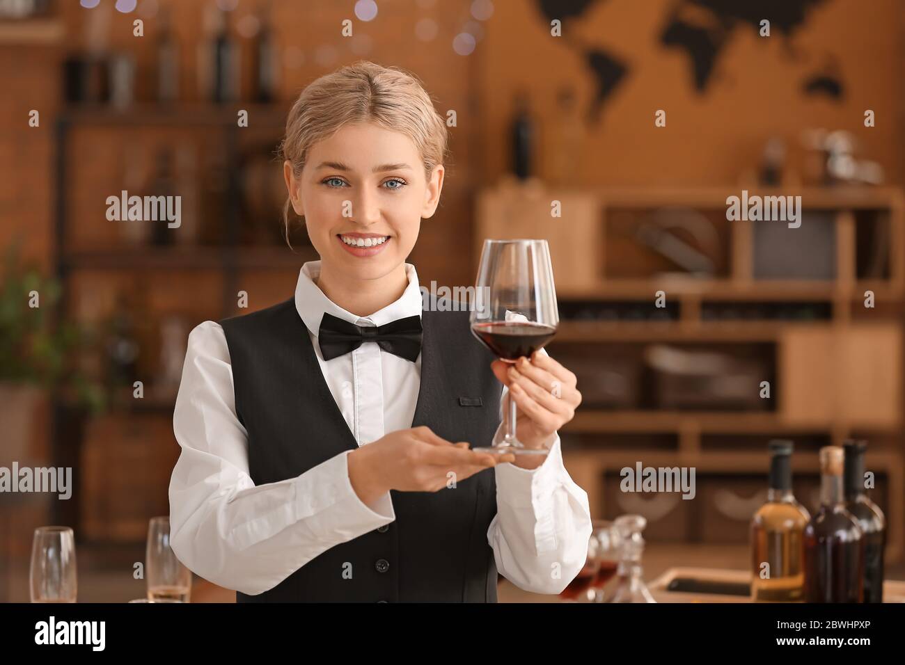 Sommelier tasting wine at the restaurant Stock Photo - Alamy