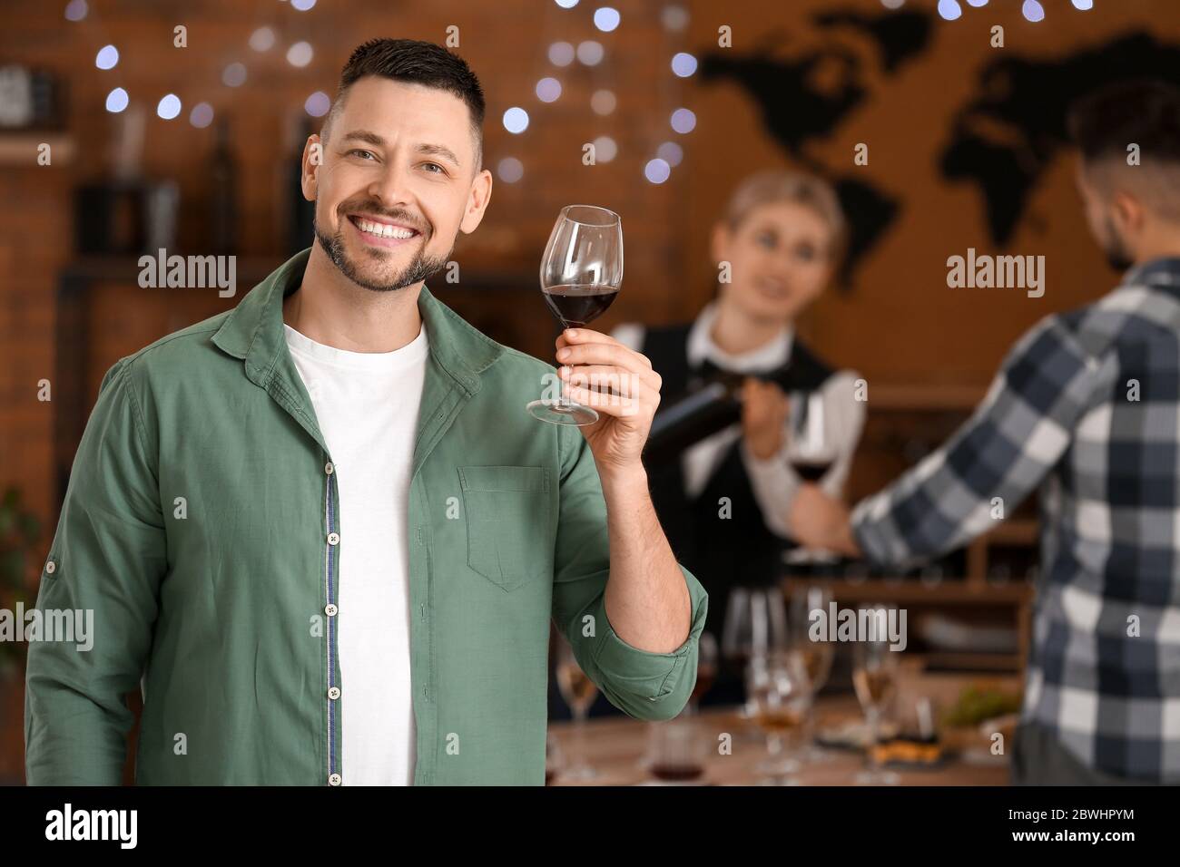 Man tasting wine at the restaurant Stock Photo - Alamy