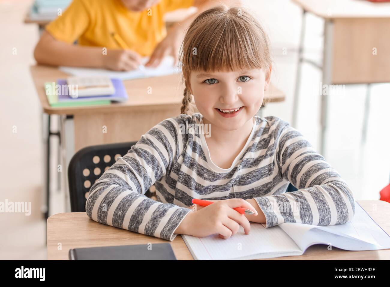 Adorable girl doing math hi-res stock photography and images - Alamy