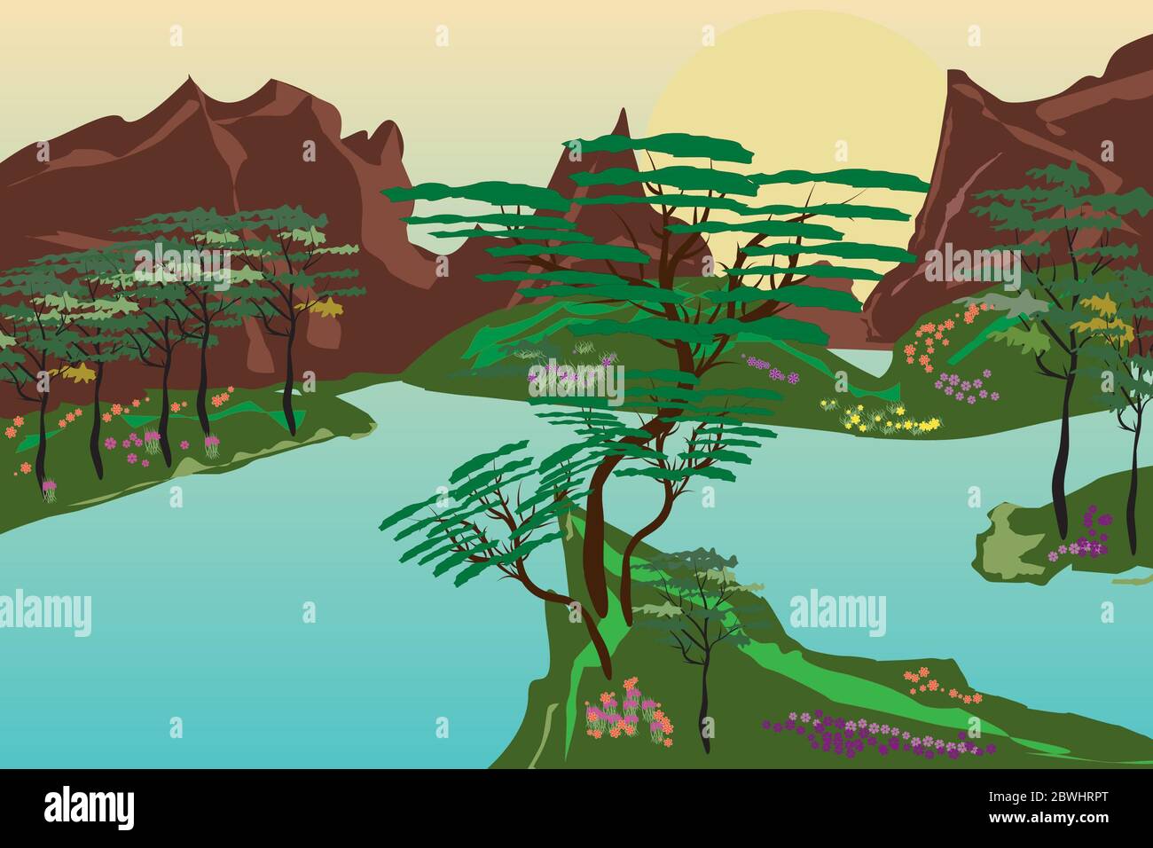 Abstract landscape. vector illustration Stock Photo - Alamy