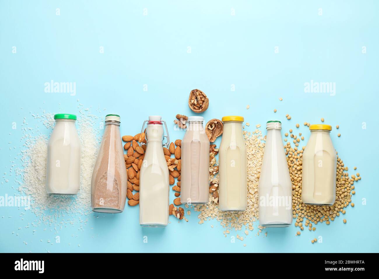 Nuts milk bottles plant hi-res stock photography and images - Alamy