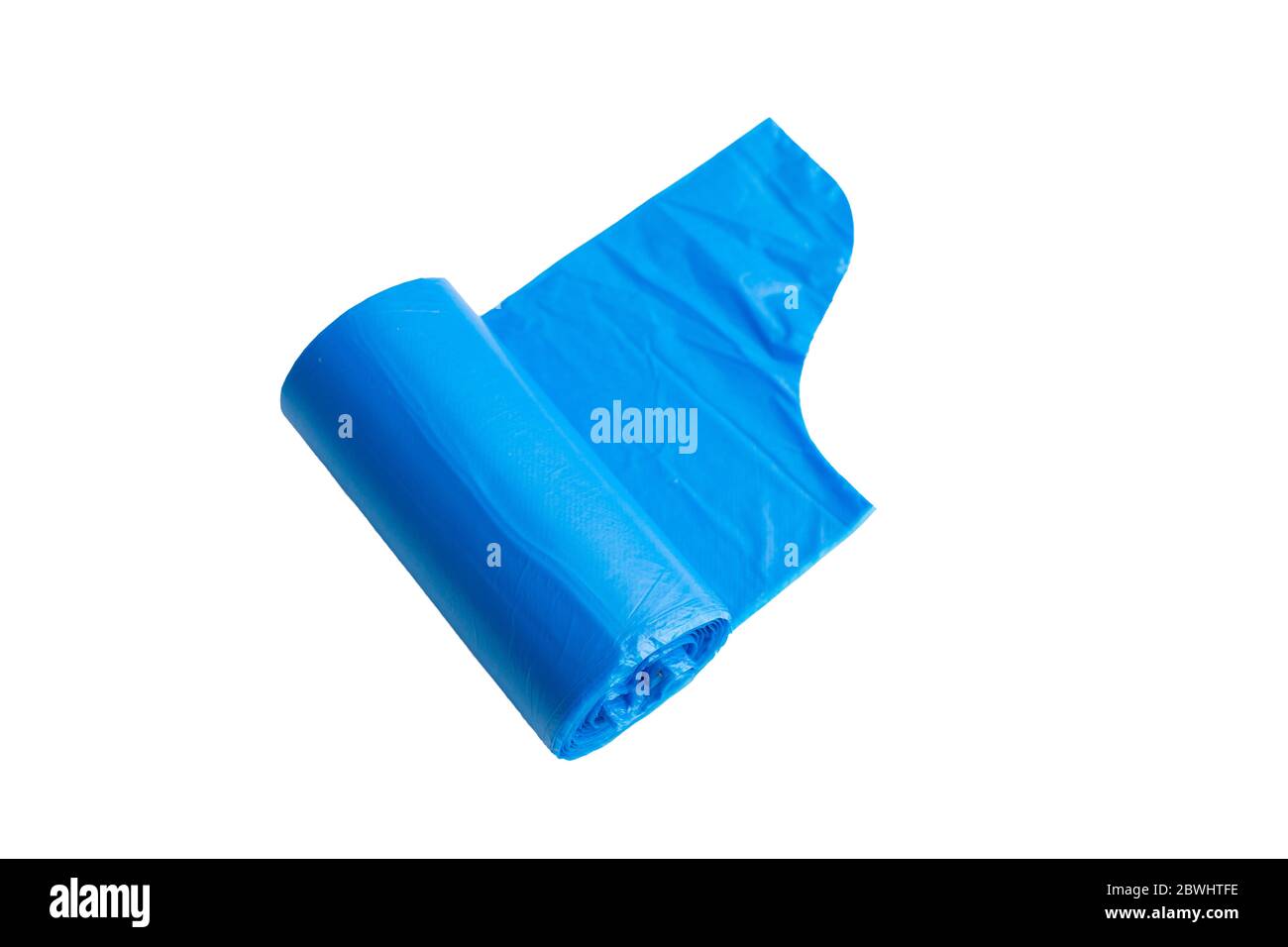 Roll of blue packaging plastic bags isolated on white background Stock ...