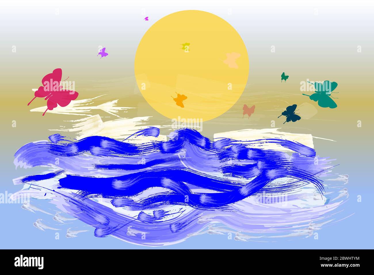 Sun and sea. Vector illustration Stock Photo - Alamy