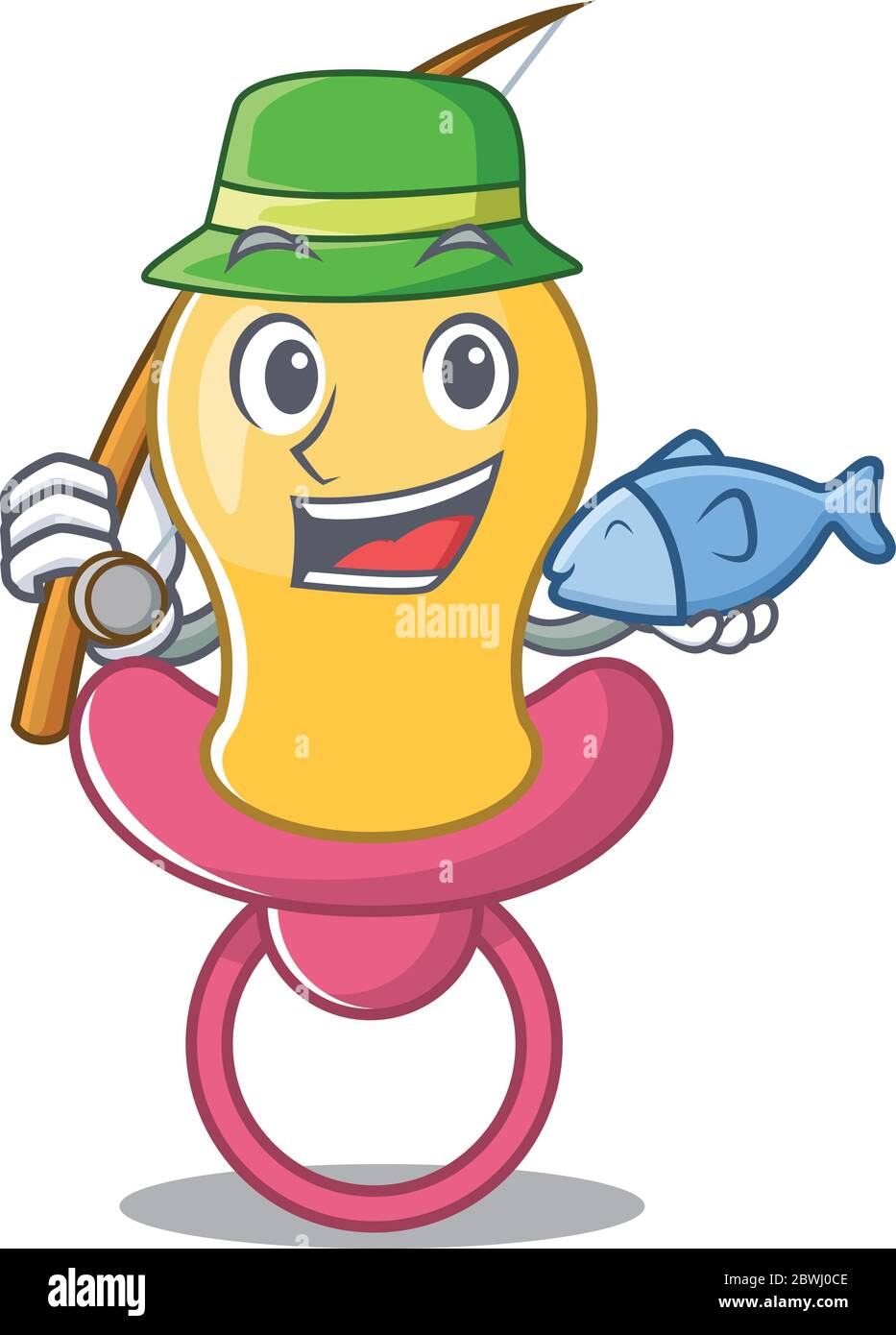 Cartoon design style of baby pacifier goes to fishing Stock Vector ...