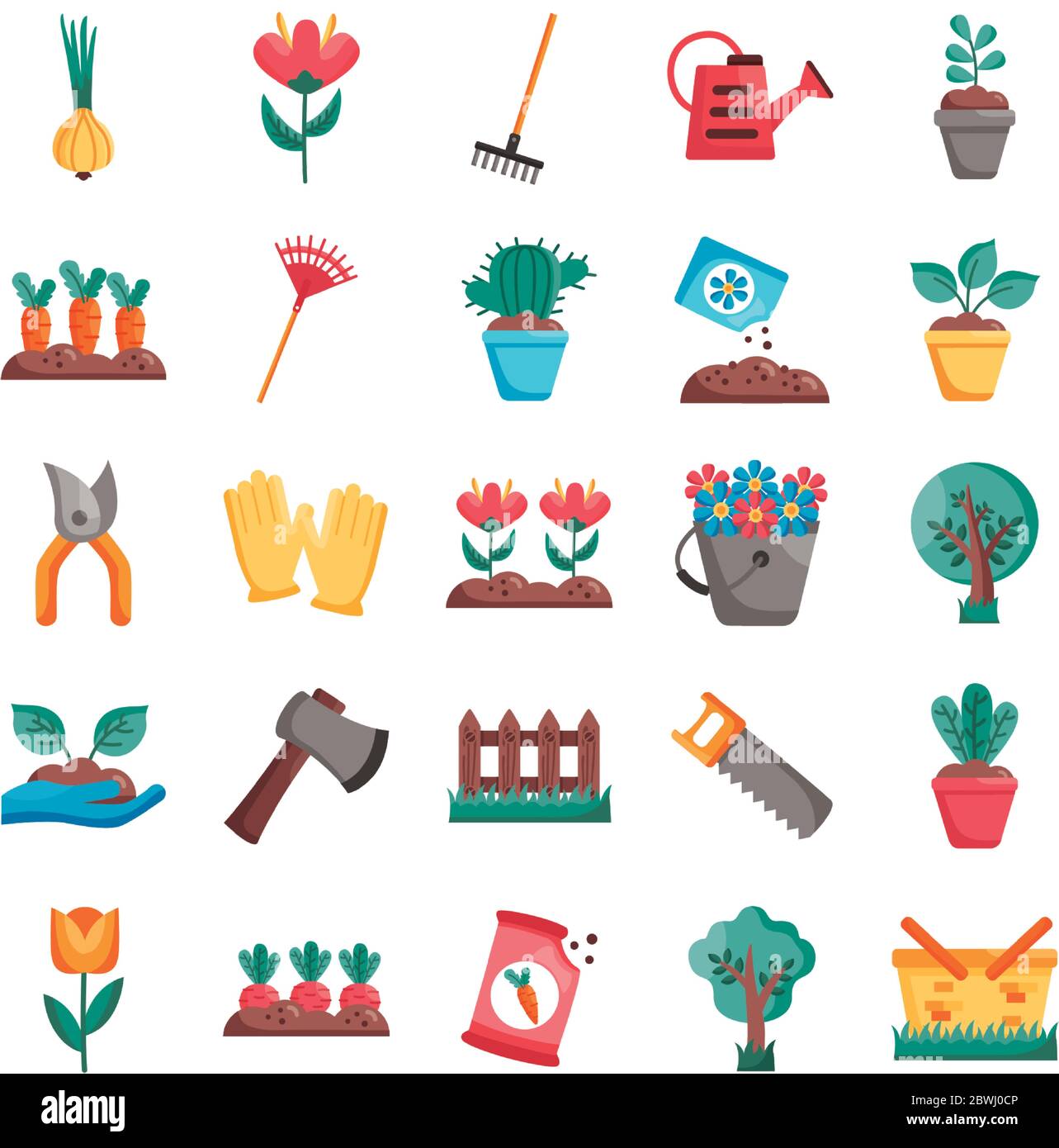 Gardening detail style icon set vector design Stock Vector Image & Art ...